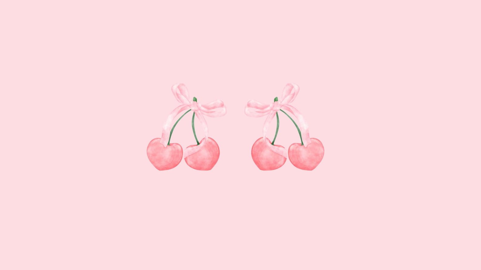 Cherries and Pink Bows Desktop Wallpaper - Etsy