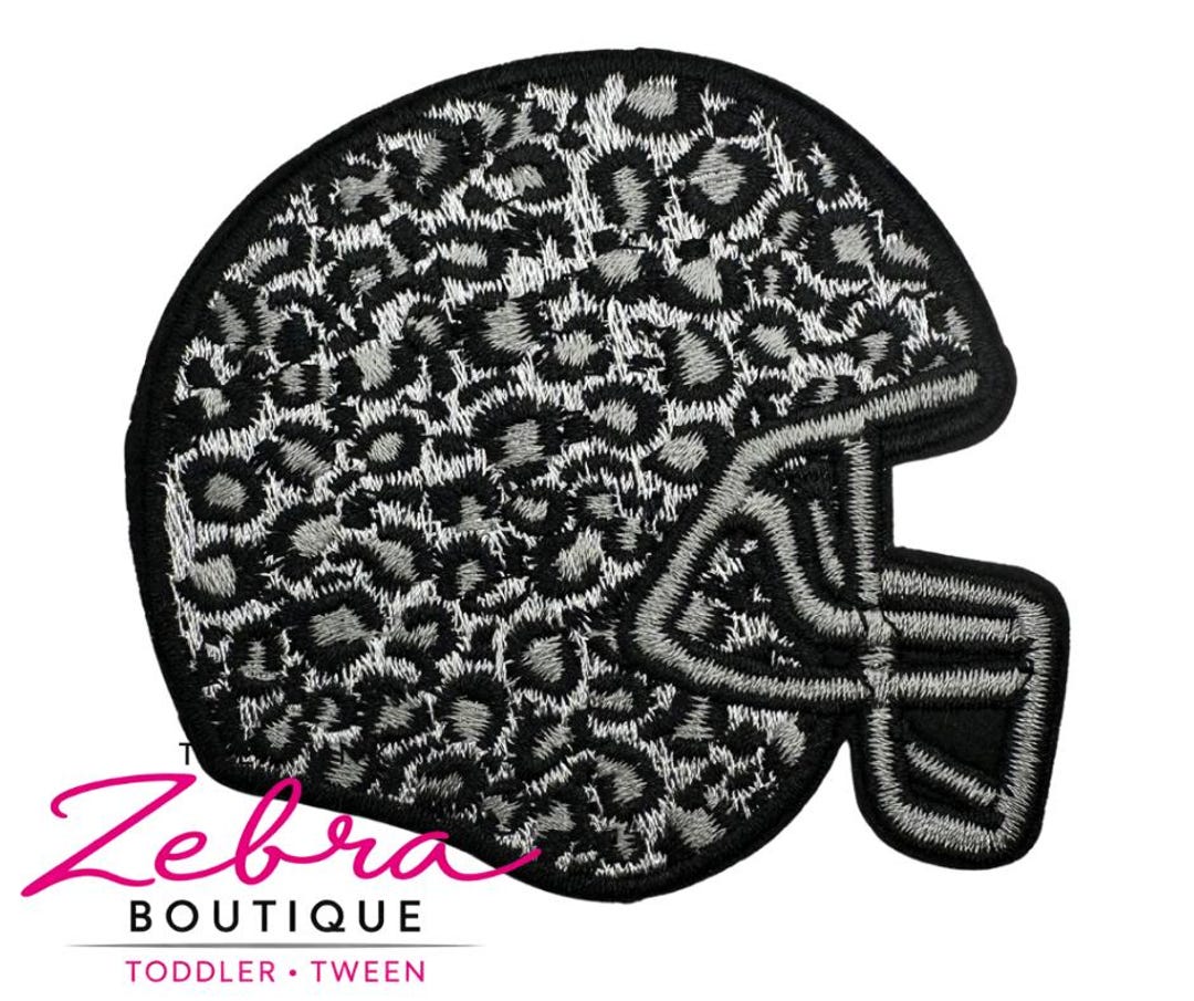 Silver Black Leopard Print Football Helmet Embroidered Iron on Patch - Etsy