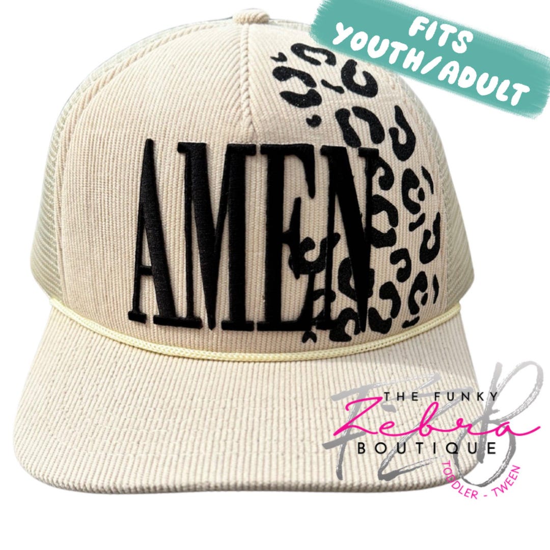 ADULT Amen Leopard Print Tan Corduroy Applique Patch Baseball Hat ...