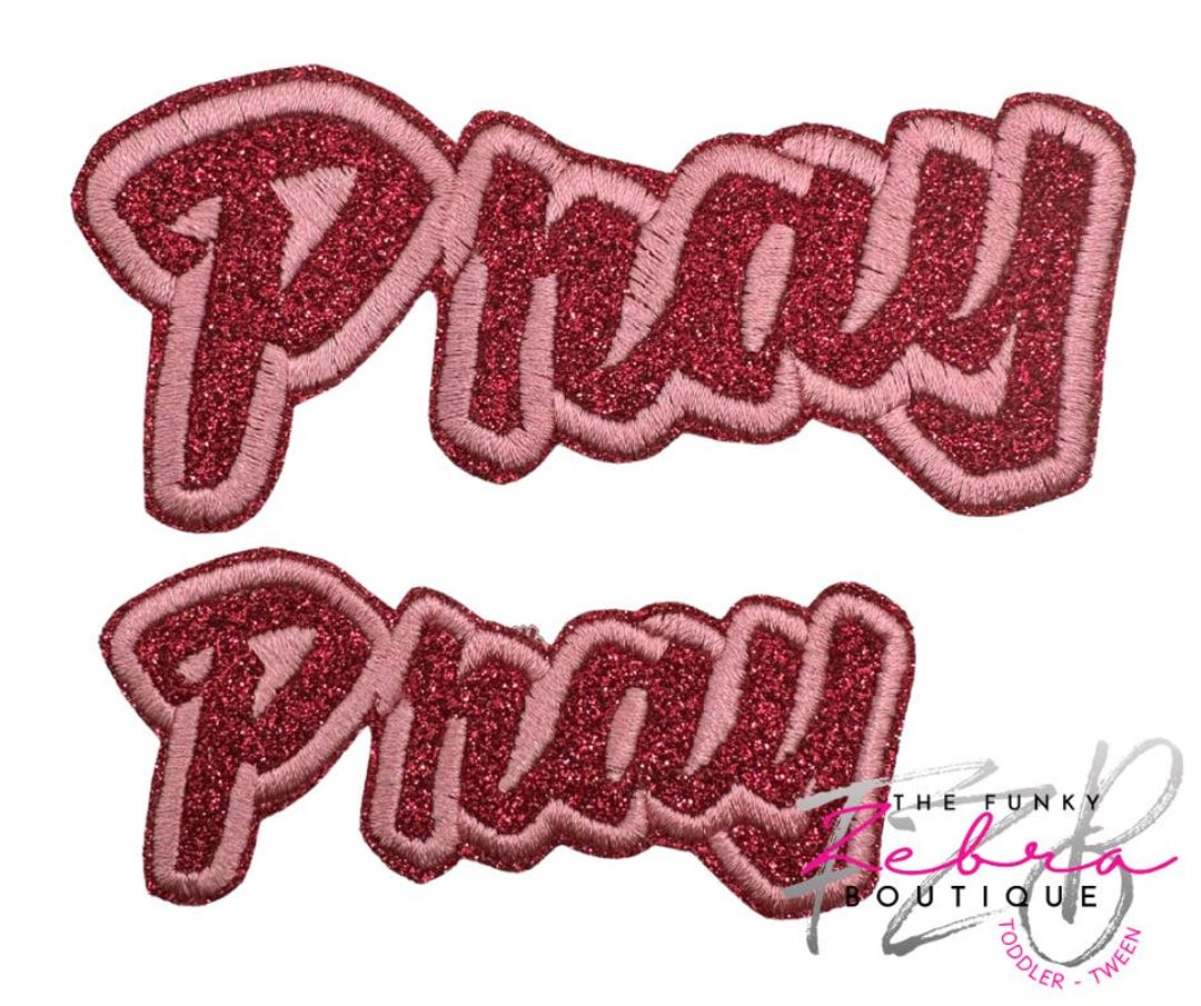 Pray Cherry Pink Glitter Iron on Patch - Pick Your Size - Etsy