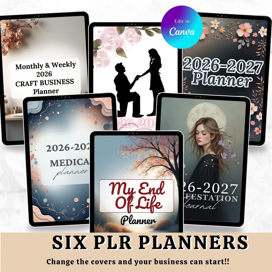 6 Editable PLR Planner Templates Canva | Ultimate Planner Pack for ...
