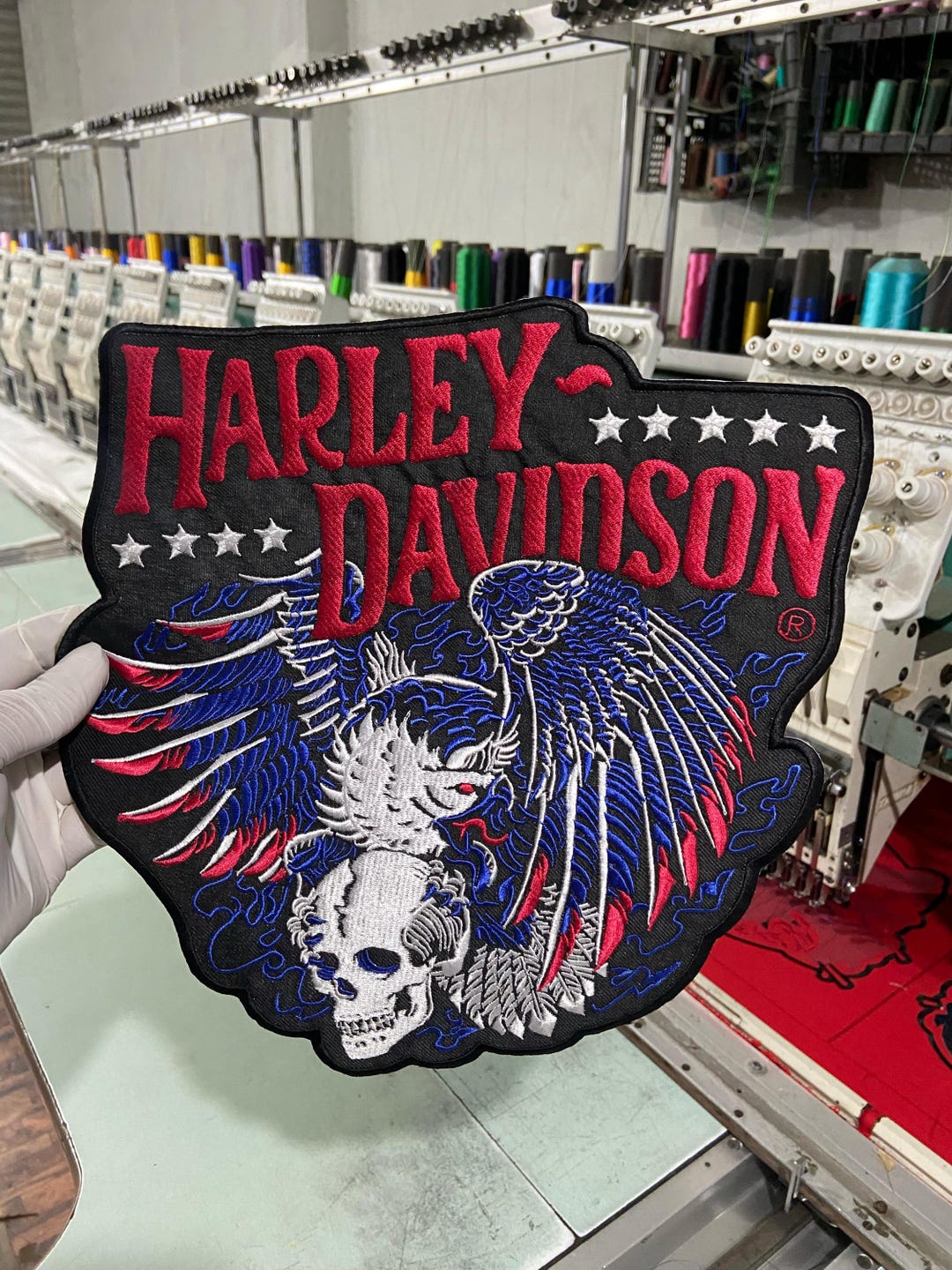 Harley Davidson Skull Patch | Large Back Design | Iron on Ready | Large Harley Davidson Skull ...