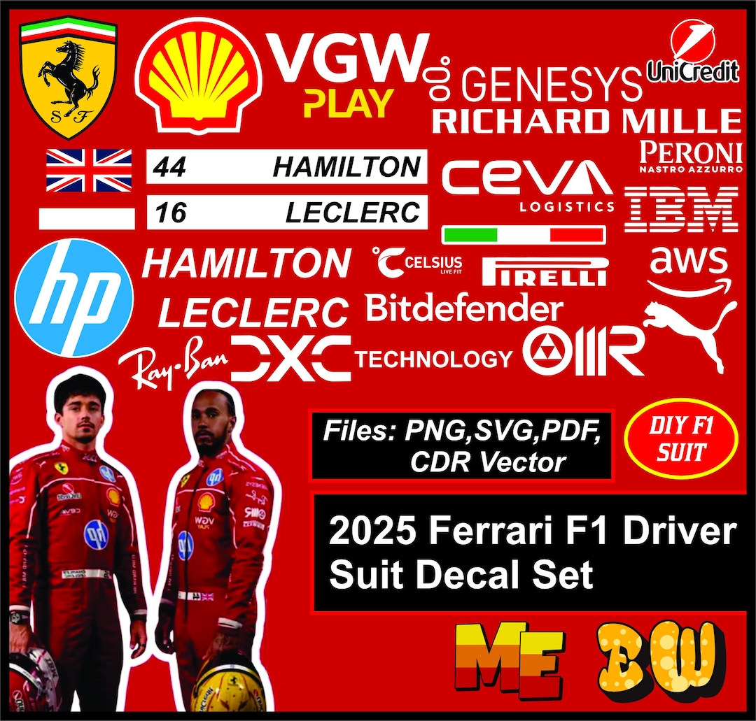Ferrari F1 Racing Suit Sponsor Decals - DIY Costume (SVG, PNG Download ...