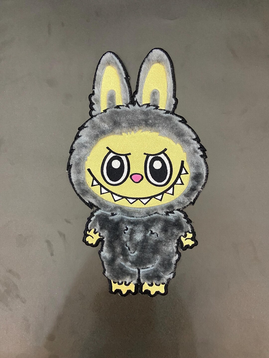 Luxury Labubu Grey Fur Patch | 15 Inch Size | Embroidered Monster Art ...