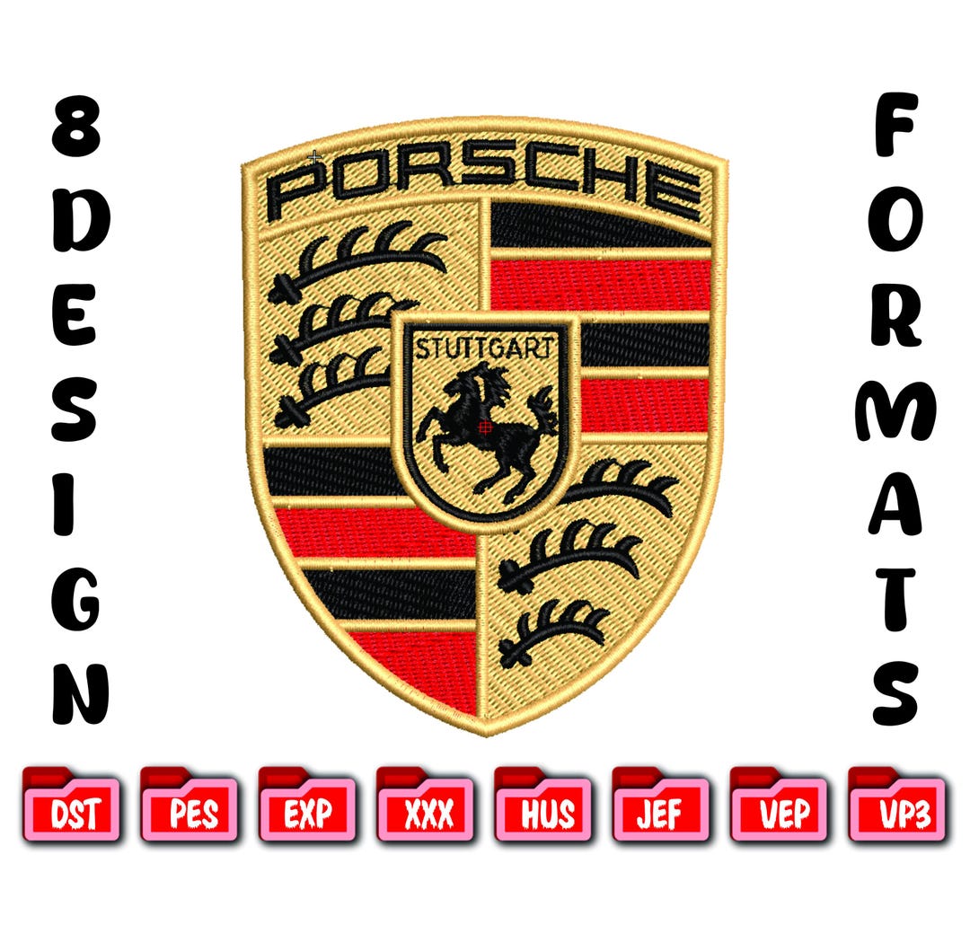 Porsche Embroidery Design, Porsche Machine File, 7 Sizes, Instant ...