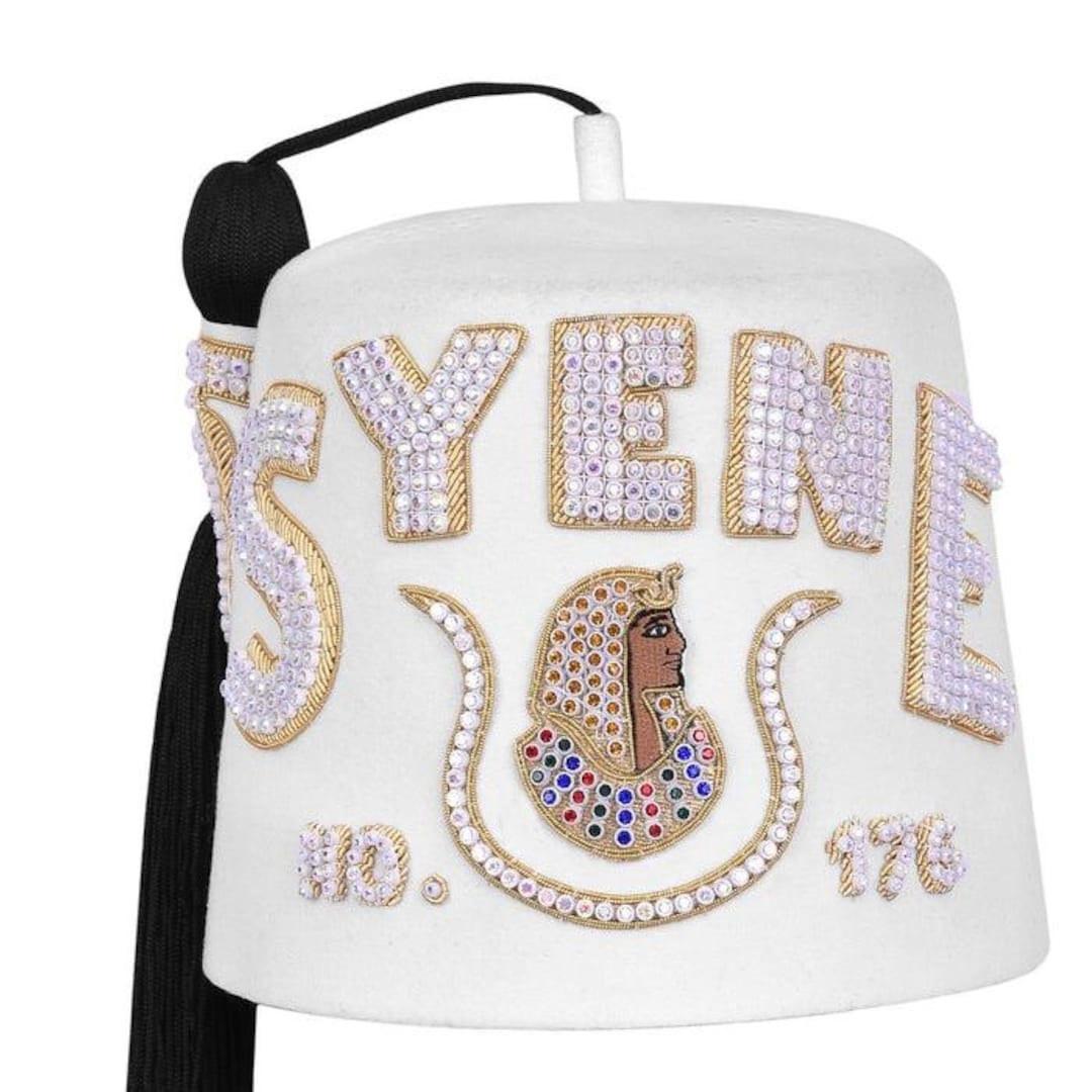 DOI Fez, Masonic Daughter of ISIS Fez Cap Pure White Custom Lodge Name ...