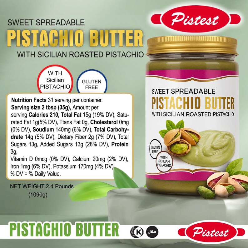 Sweet Spreadable - Sweet Pistachio Butter Spread 2.4 Pound– Made With ...