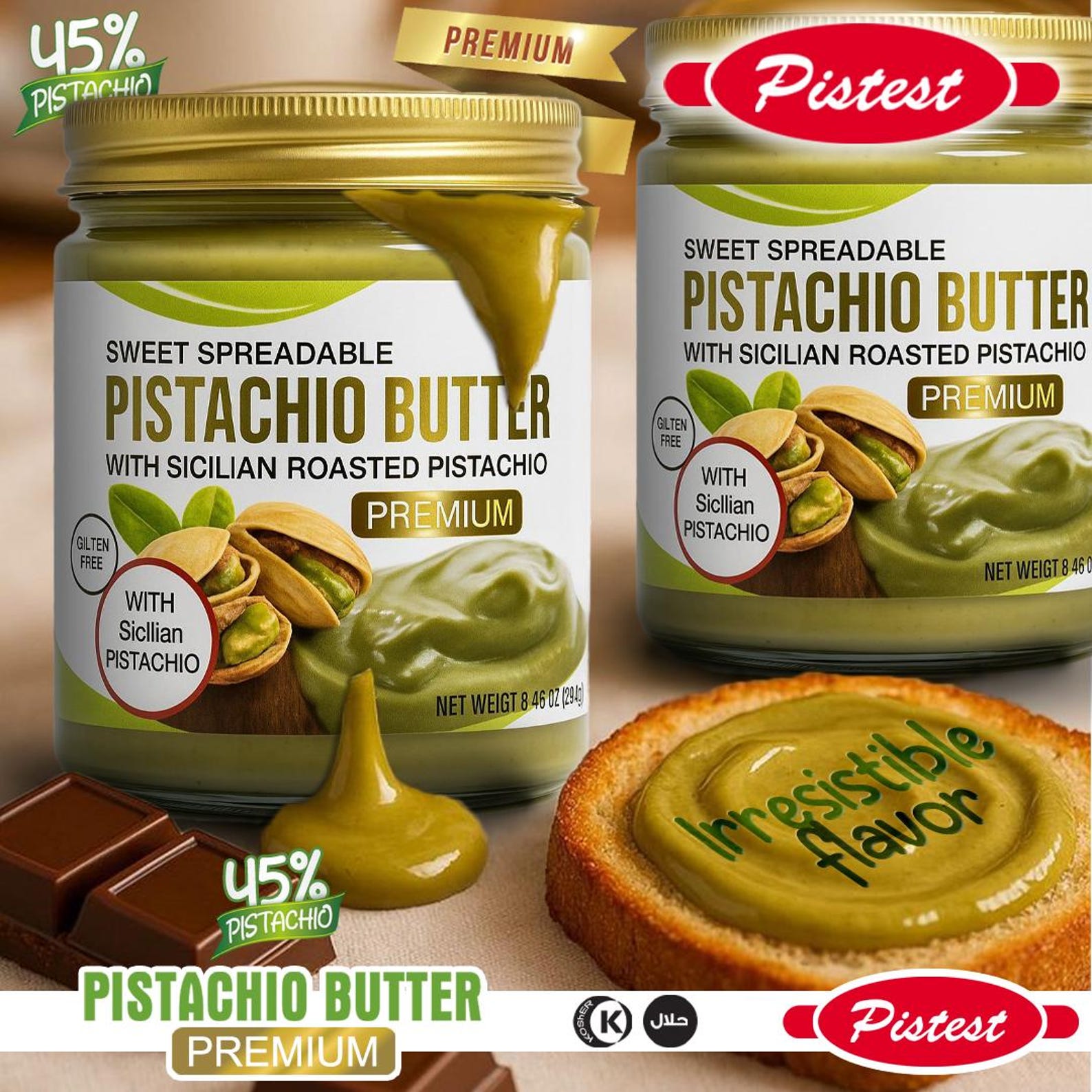Sweet Spreadable – Premium Pistachio 45% Butter Spread With Roasted ...