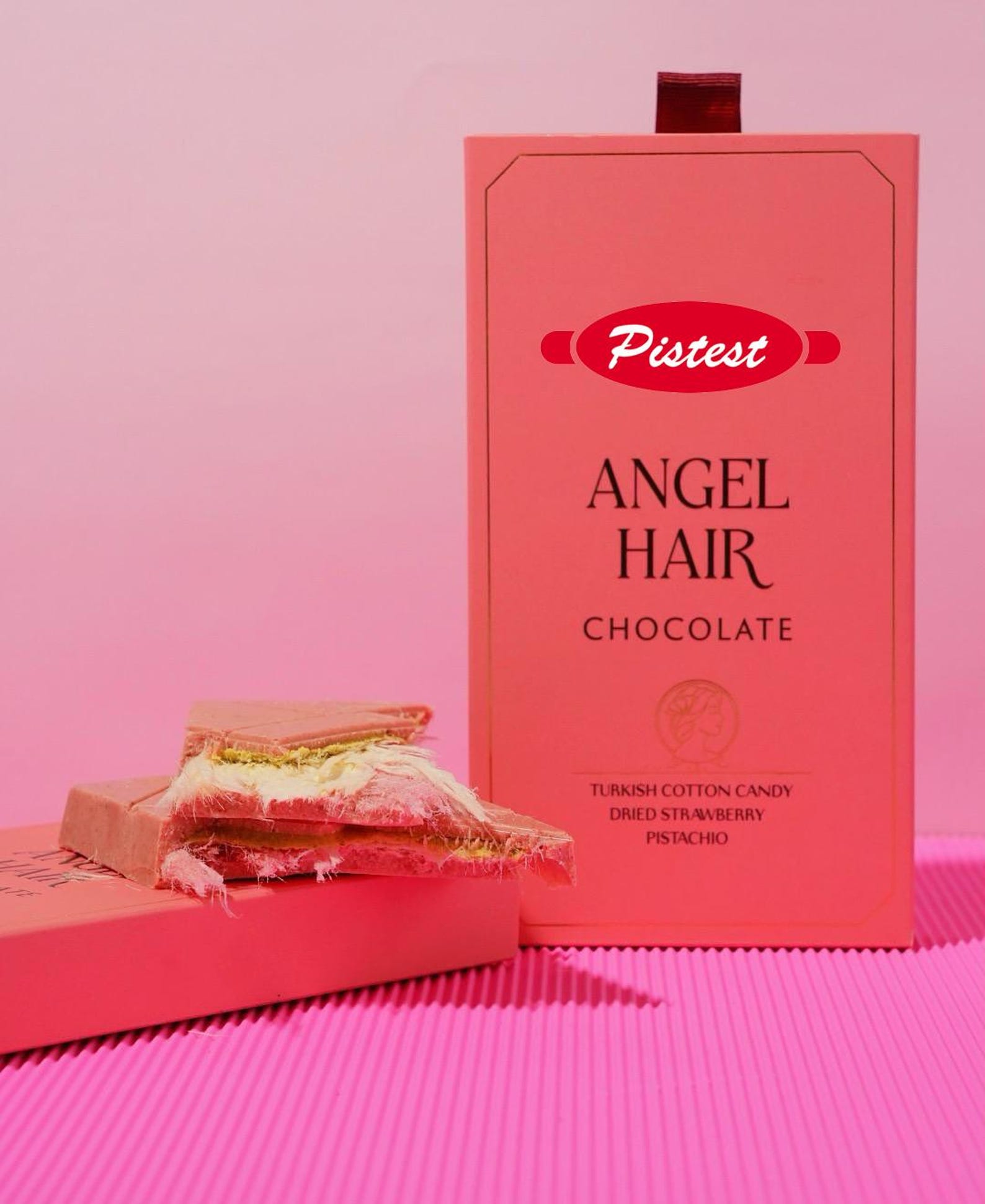 ANGEL HAIR Chocolate Cotton Candy Bar 170g – Strawberry & Pistachio ...