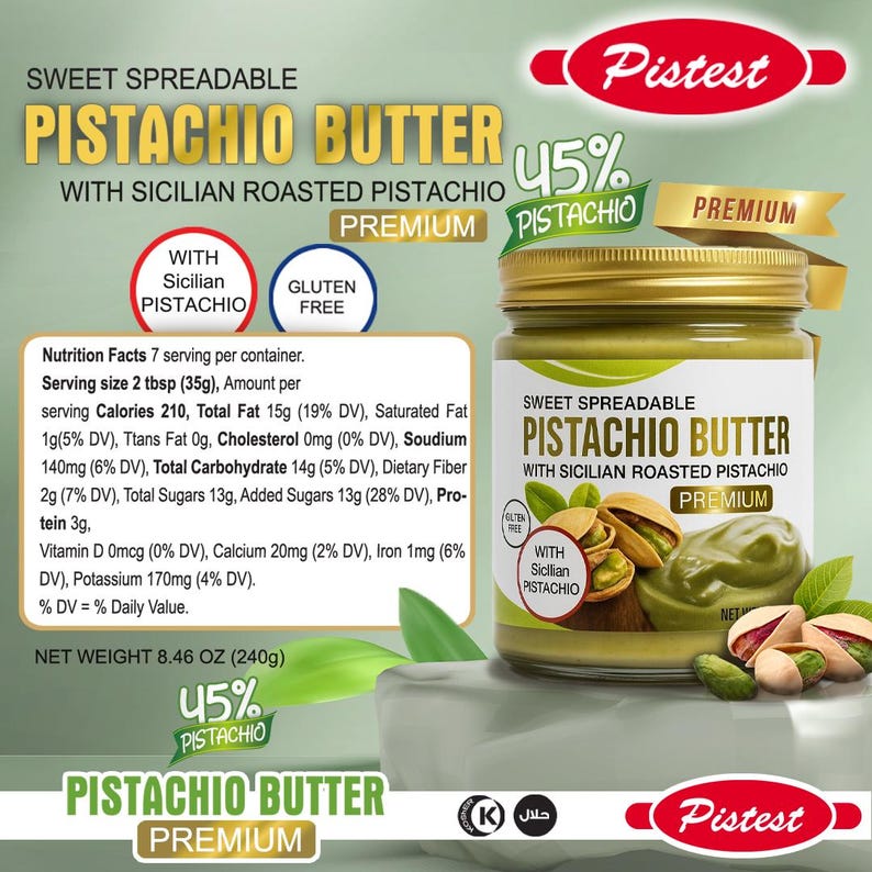 Sweet Spreadable – Premium Pistachio 45% Butter Spread With Roasted ...