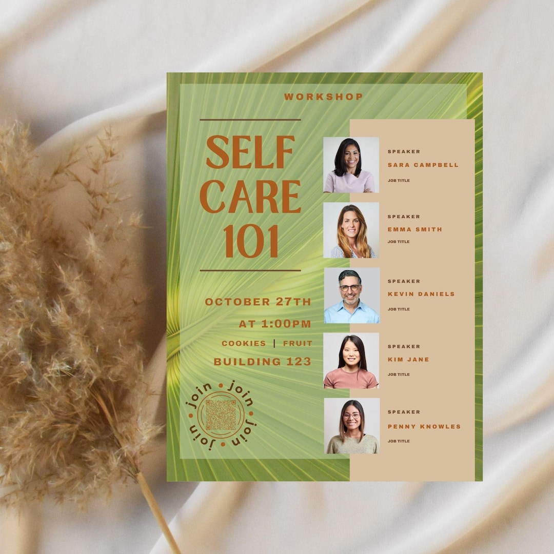 Self-care Workshop Flyer Template | Editable Wellness Event Poster ...