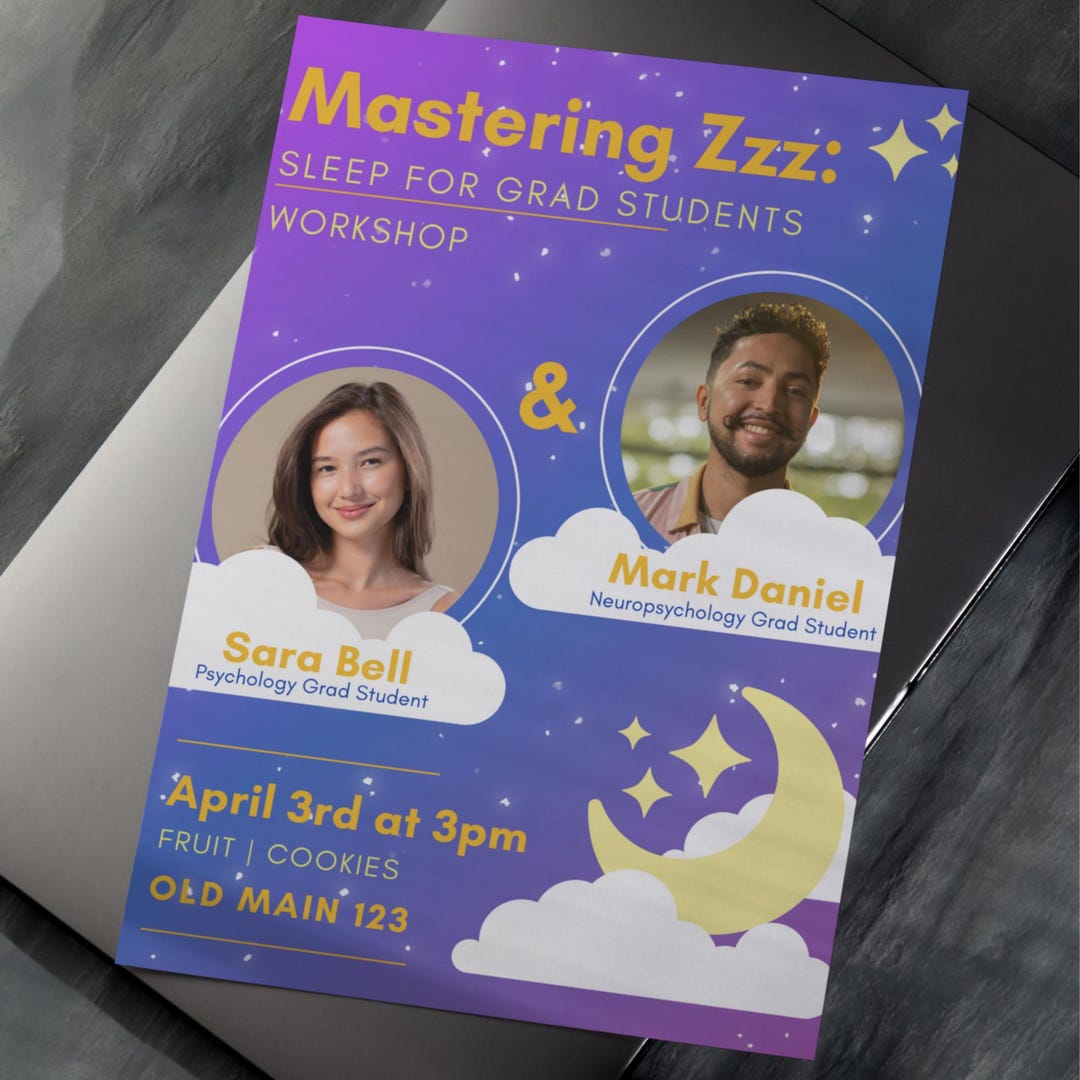 Sleep Workshop Flyer Template – Grad Student Event Canva Template ...