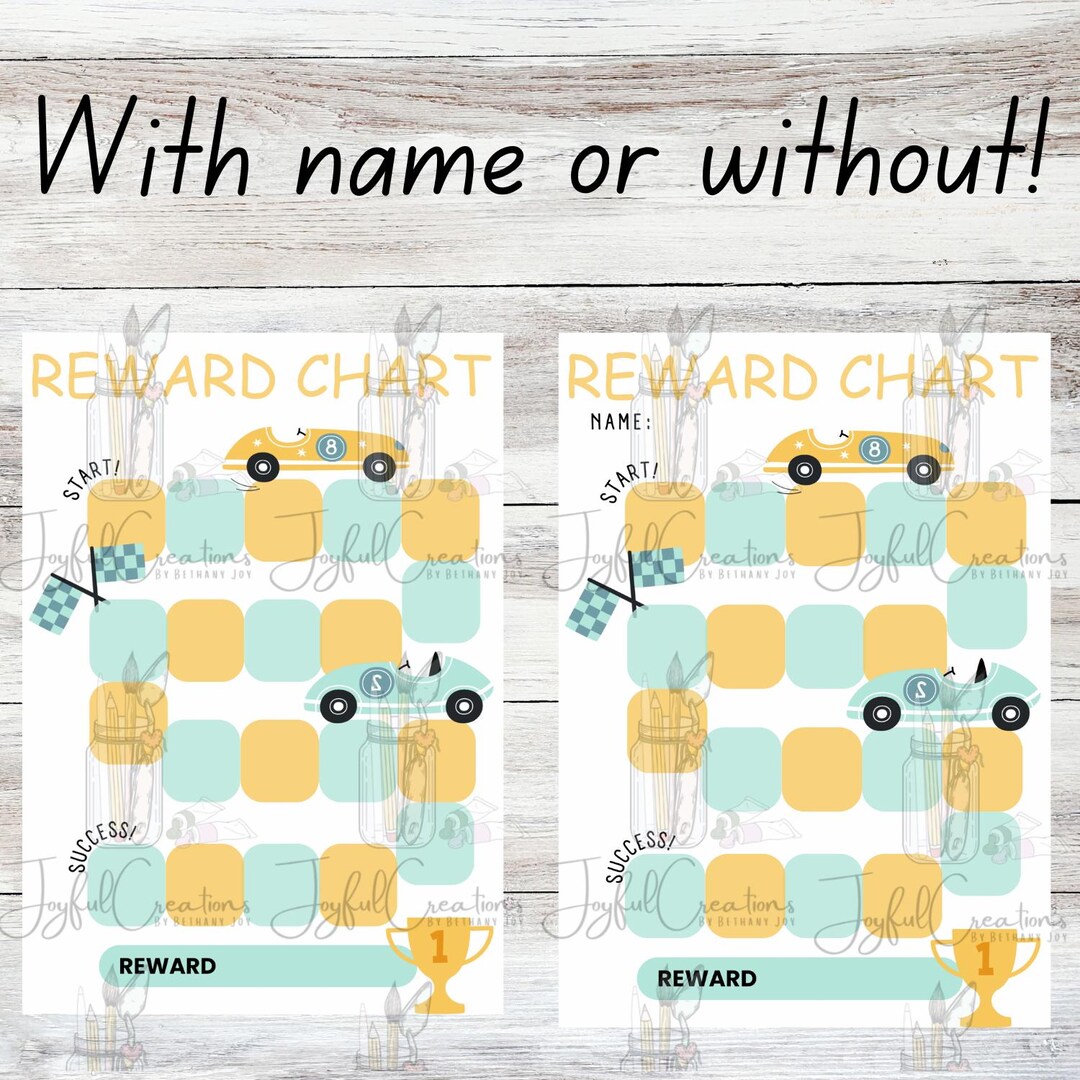Race Car Themed Reward Chart (digital Download) Reward Chart for ...