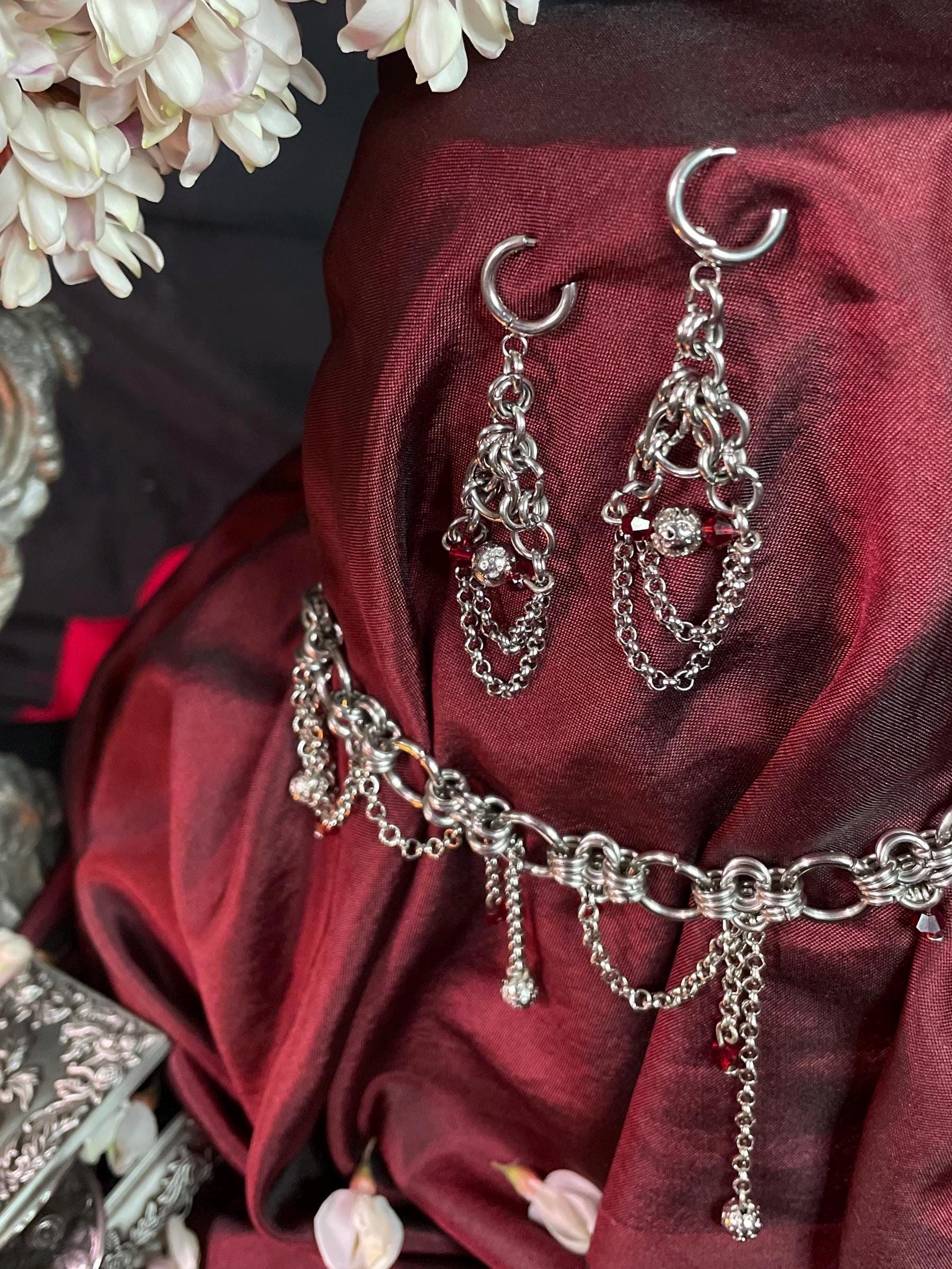 Gothic Chainmail Belt and Earrings Set – Handmade Witchy Jewelry With ...
