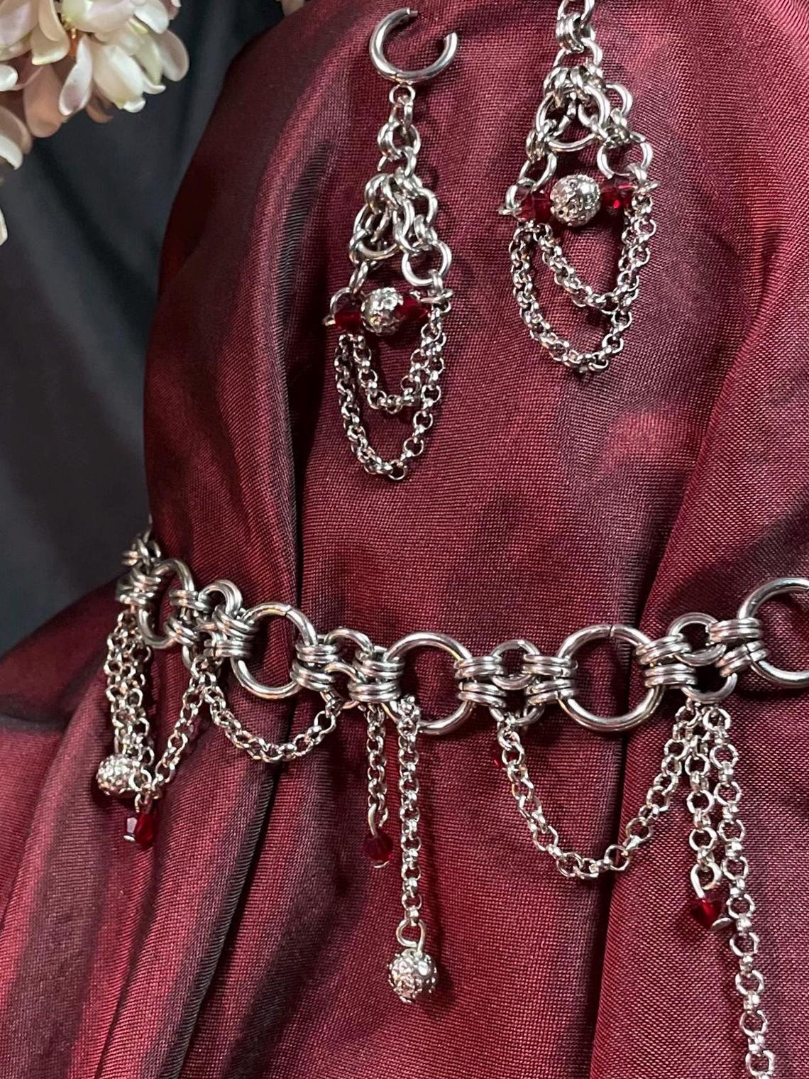 Gothic Chainmail Belt and Earrings Set – Handmade Witchy Jewelry With ...