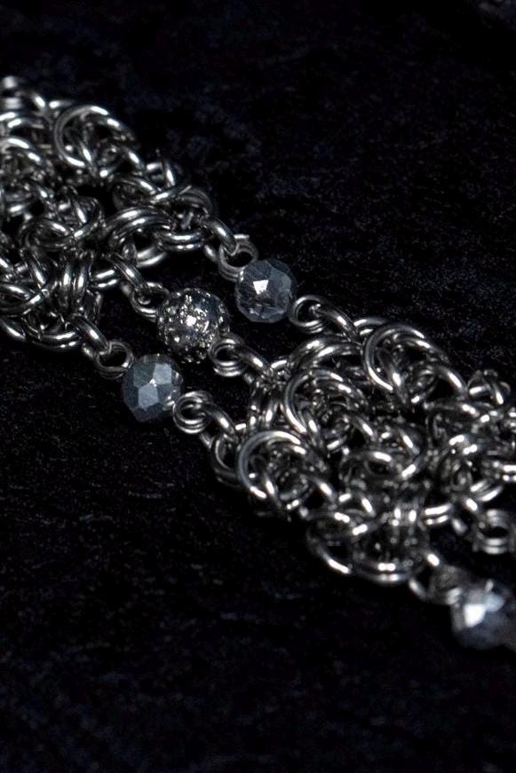 Gothic Sword Pendant Necklace: Handmade Chainmail Choker With Crystal ...