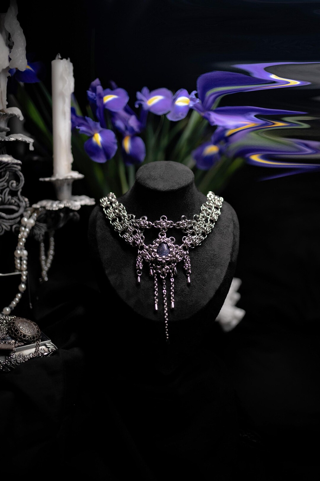 Dark Gothic Chainmail Necklace, Medieval Fantasy Choker, Stainless ...