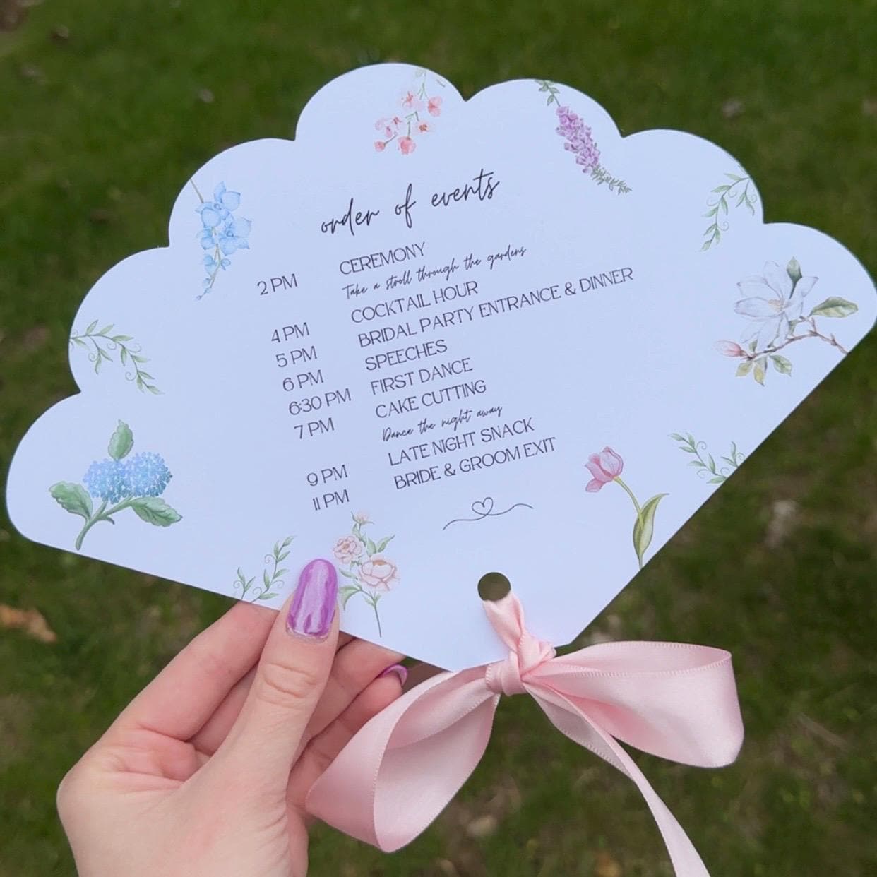 Wedding Program Fan Template- Downloadable, Edit in Canva, Garden Party ...