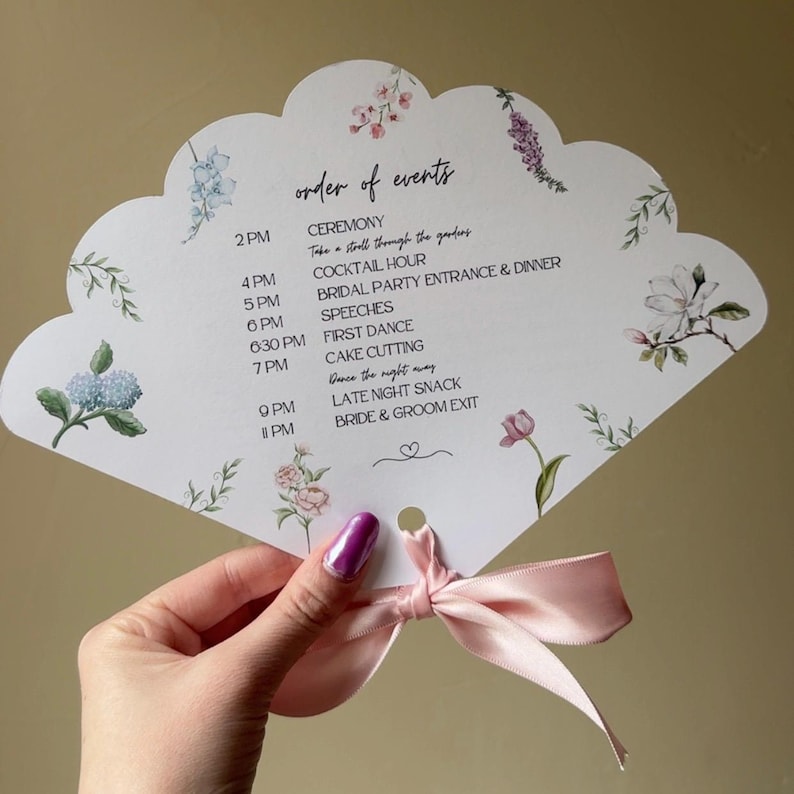 Wedding Program Fan Template- Downloadable, Edit in Canva, Garden Party ...