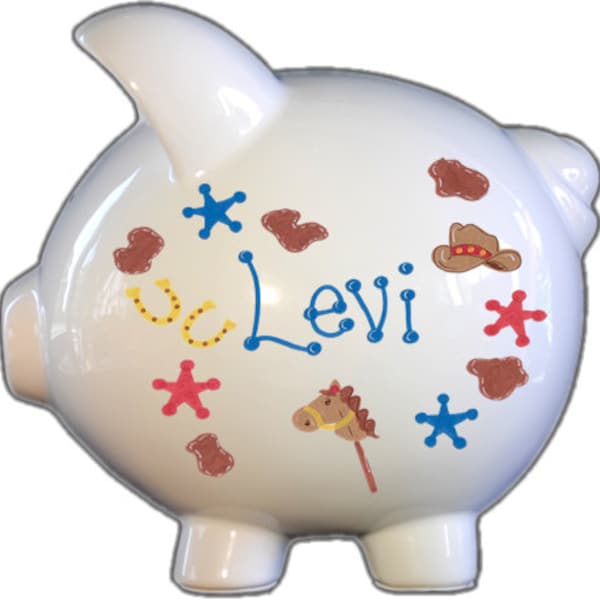 Cowboy Piggy Bank - Etsy