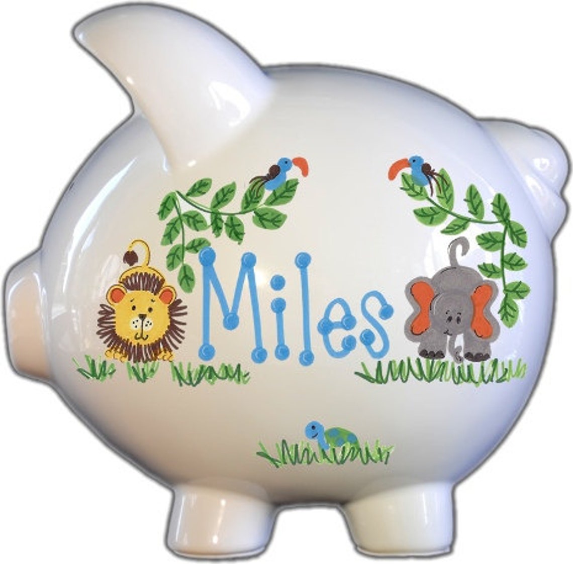 Piggy Bank Jungle Animals Personalized and Hand Painted With Lion and ...