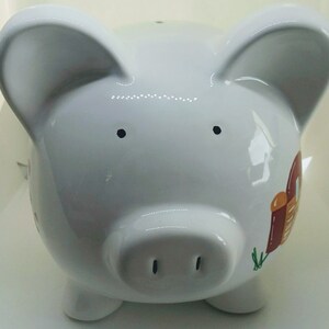 Personalized Piggy Bank With Cow and Barn in Brown & Tan Featuring a ...