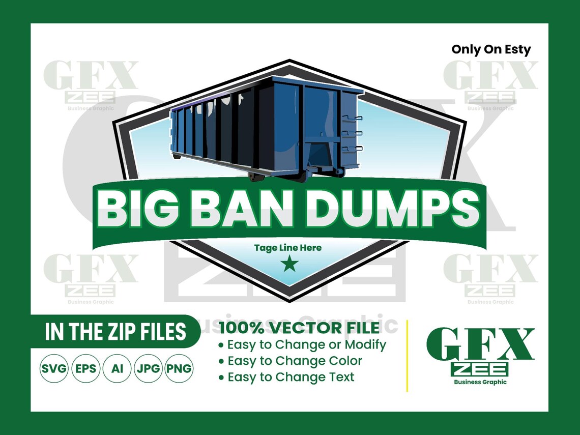 Dumpster Logo, Dump Logo, Dump Trailer Logo, Junk Removal Logo, Dump ...