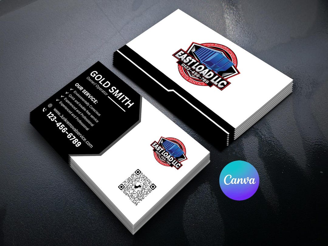 Custom Junk Removal Business Card Design: Canva Template (PDF Download ...