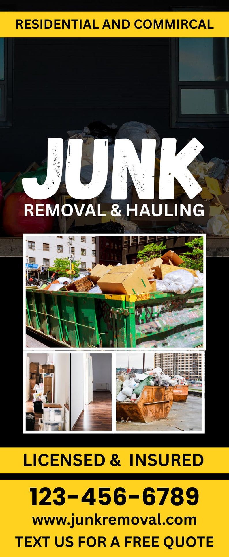 Junk Removal Door Hanger Design: Hauling & Dumpster Service (PDF File ...