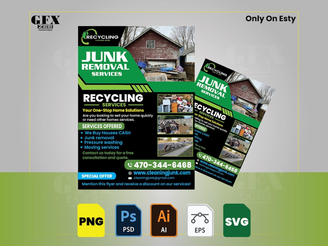 Junk Removal Flyer Design, Hauling and Dumpster Flyer Design, Business ...