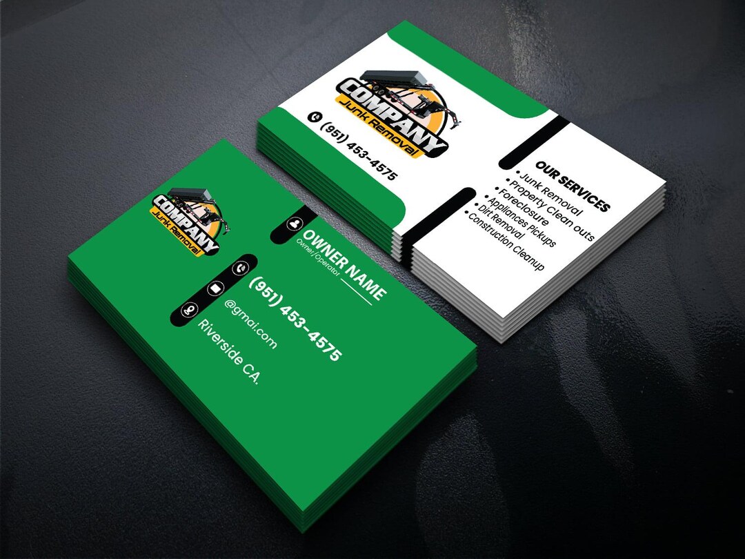 Custom Junk Removal Business Card Design: Editable Vector Template - Etsy