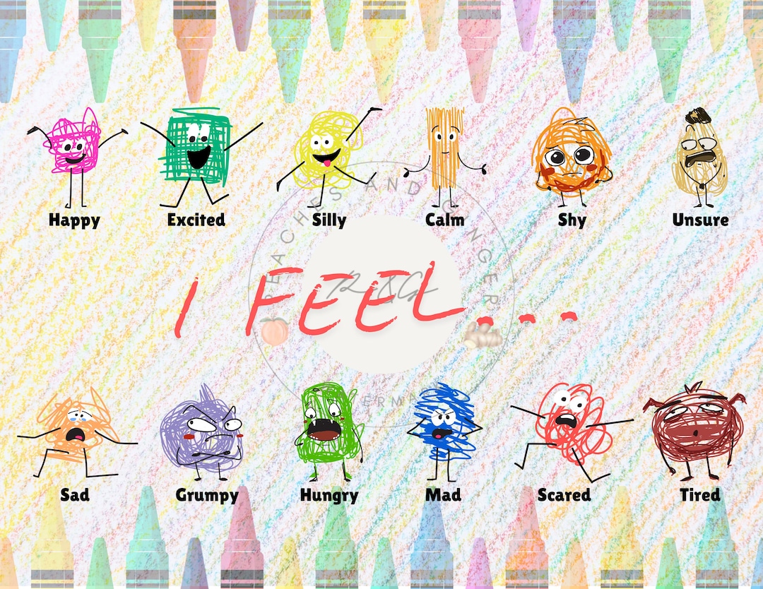Kids Emotions Chart, Feelings Chart, Crayon Themed, Digital Download - Etsy