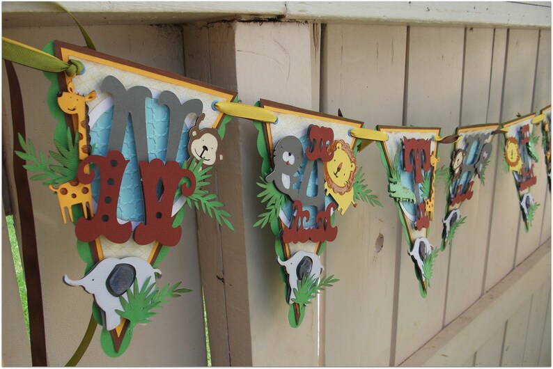 Safari Animals Handmade Pennnant Banner Custom Made GO - Etsy