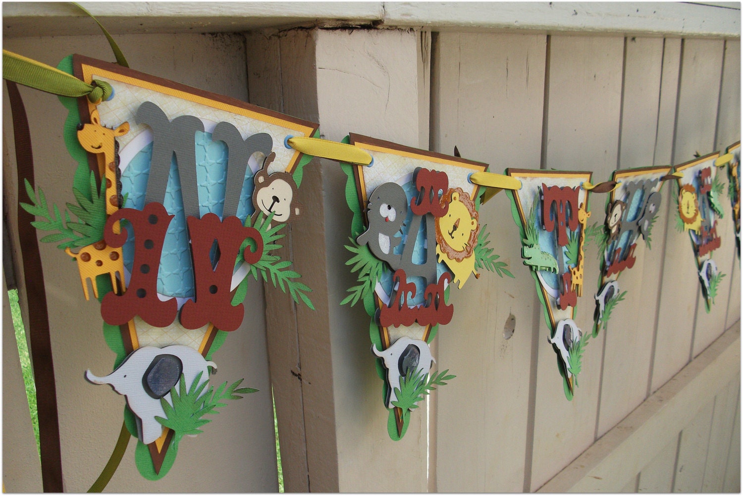 Safari Animals Handmade Pennnant Banner Custom Made GO - Etsy