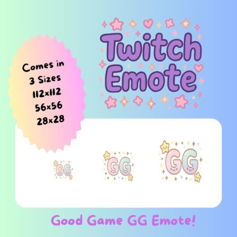 Good Game Aka GG Emote! Twitch Emote for Streaming! 112x112 56x56 28x28 ...