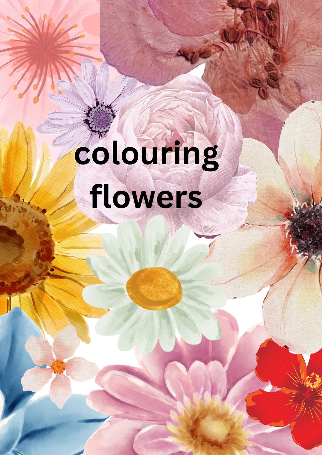 Coloring Flowers Worksheet: Kids Activity (PDF Pattern - Etsy