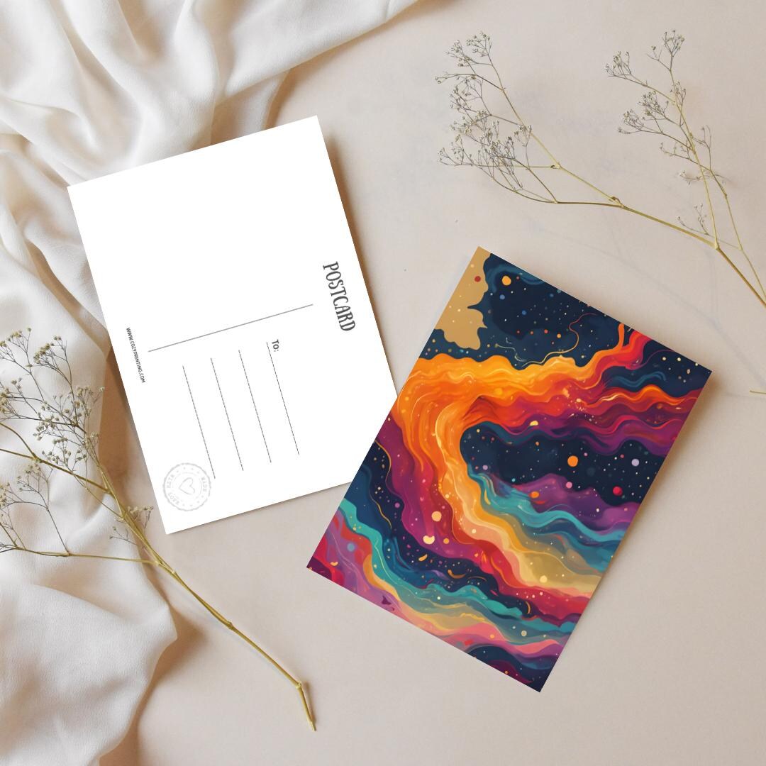 Unique Art Postcard – Decorative 5x7 Cardstock Print, Colorful Sky ...