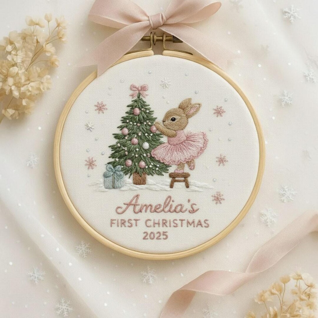 Personalized Baby's 1st Christmas Embroidered Ornament, Baby's First ...