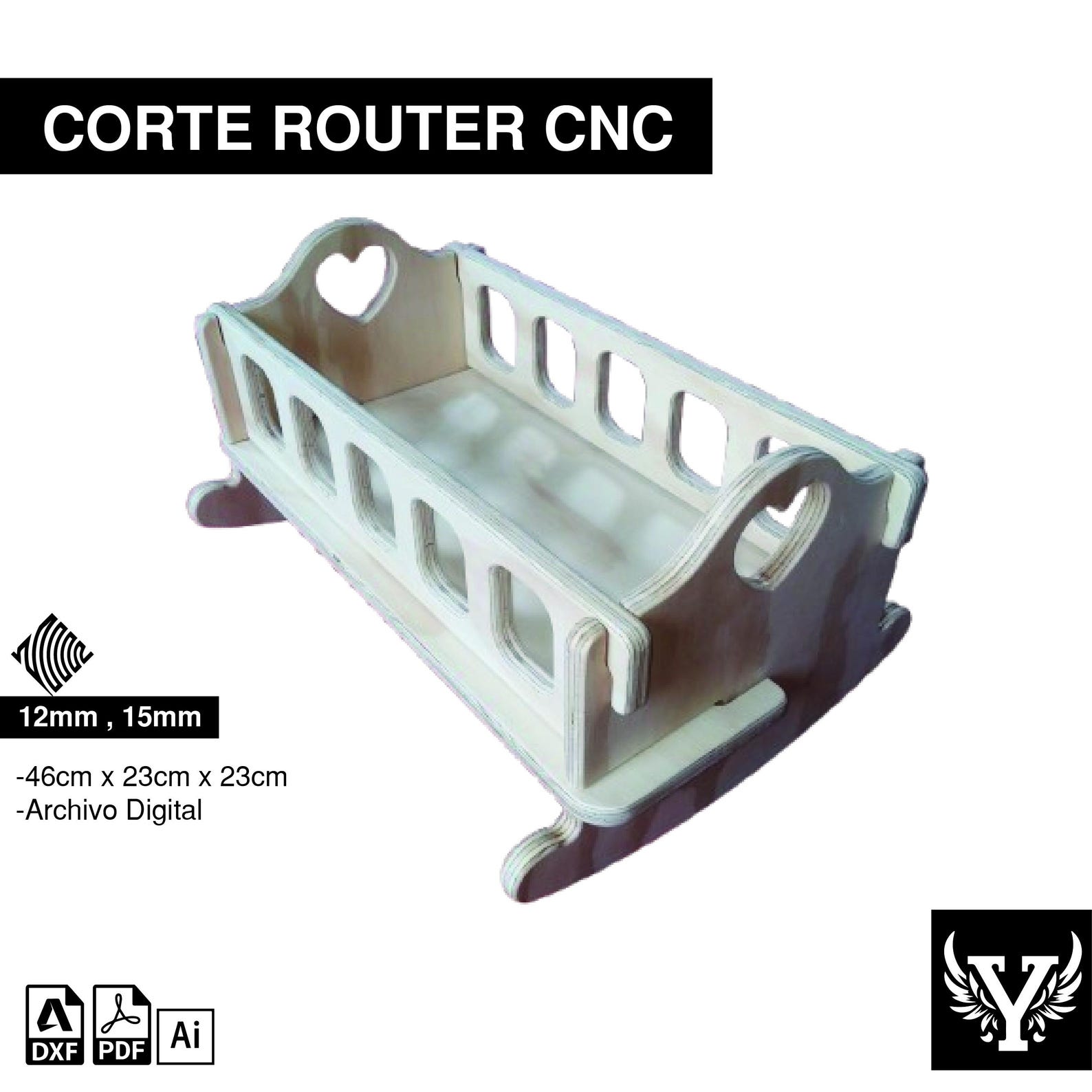 Digital Design of a Rocking Cradle for Dolls - DXF File for CNC Router ...