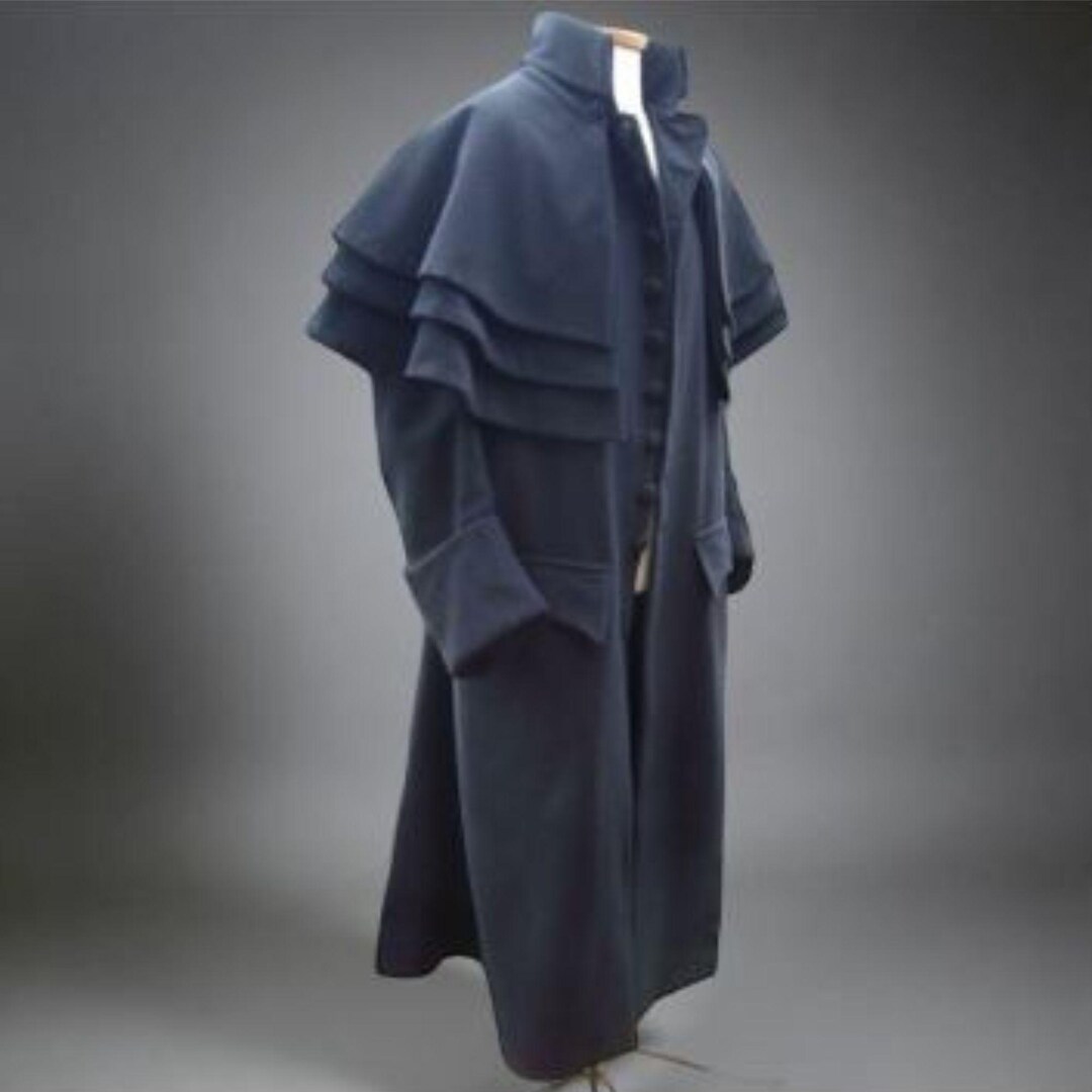 Men's Triple Cape Wool Overcoat: Long Black Garrick Coachman Coat - Etsy