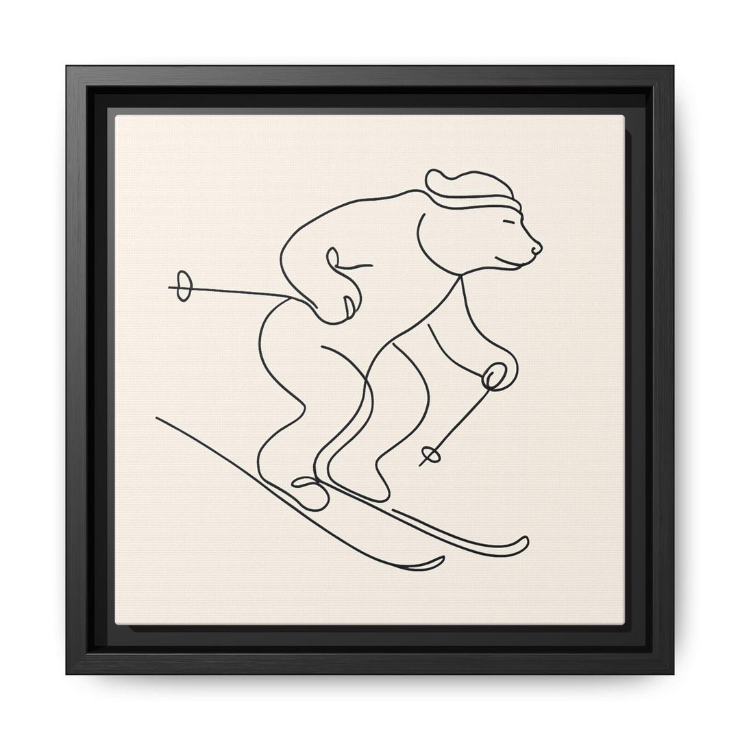 Lines in the Snow - Minimalist Line Art Framed Canvas Print Cabin Lodge ...