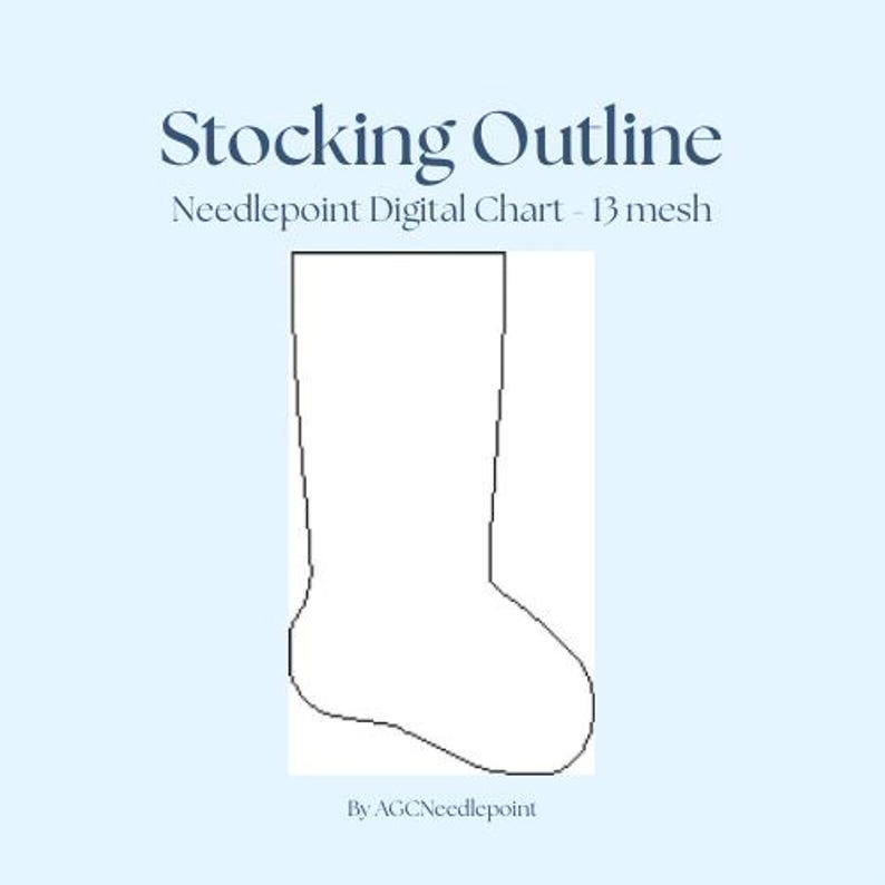 Needlepoint Christmas Stocking Outline - Digital Chart PDF - Etsy