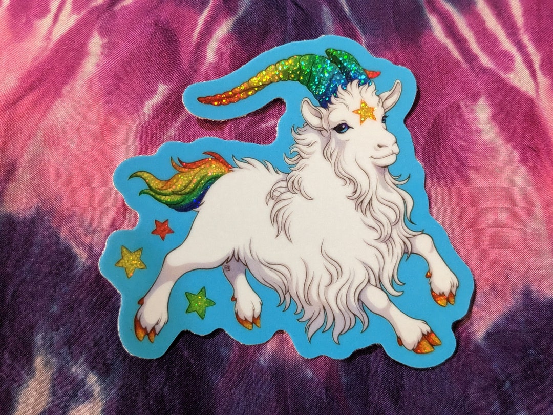 Sparkly Rainbow Goat | Vinyl Sticker | 3in X 3.5in | Water Proof ...