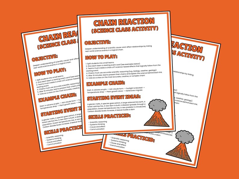 Chain Reaction Science Game | Printable Cause & Effect Classroom ...