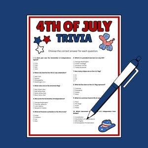4th of July Trivia Game for Kids: Independence Day Quiz (PDF With ...