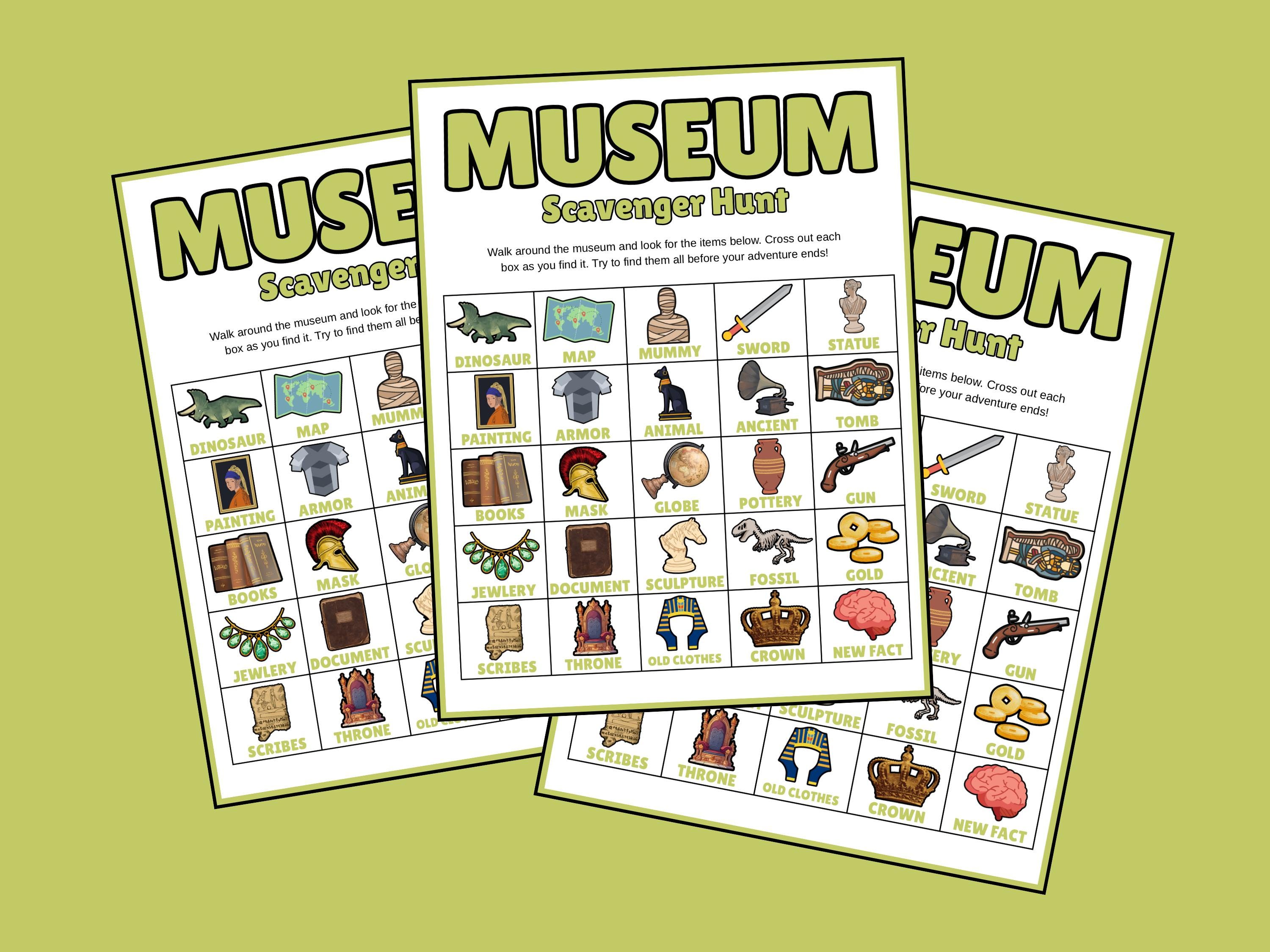 Museum Scavenger Hunt for Kids | Printable Educational Game for Field ...