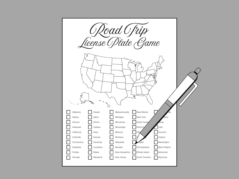 License Plate Road Trip Game | Printable U.S. States Car Activity for ...