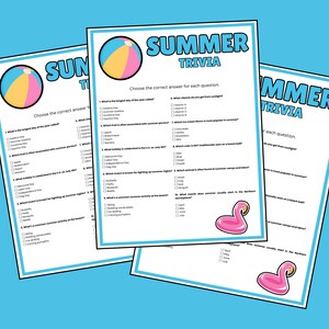 Summer Trivia Game for Kids | Printable Vacation Quiz With Answer Key ...