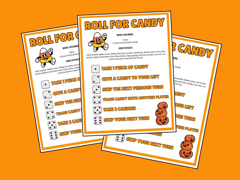 Roll for Candy Dice Game: Printable Party Fun (PDF Download - Etsy
