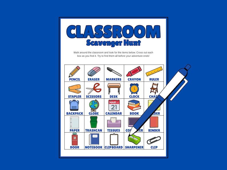 Classroom Scavenger Hunt Game | Printable Back-to-school Activity for ...